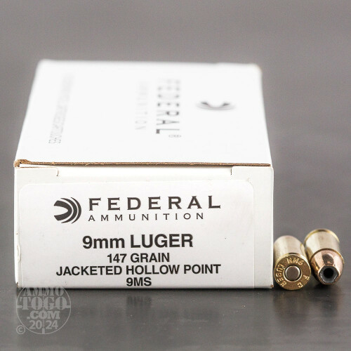 9mm Luger (9x19) Ammunition for Sale. Federal 147 Grain Jacketed Hollow ...
