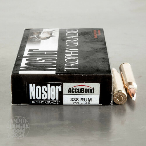 338 RUM Ammunition for Sale. Nosler Ammunition 250 Grain Polymer Tipped - 20 Rounds