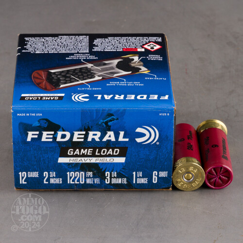 12 Gauge #6 Shot Ammo for Sale by Federal - 25 Rounds