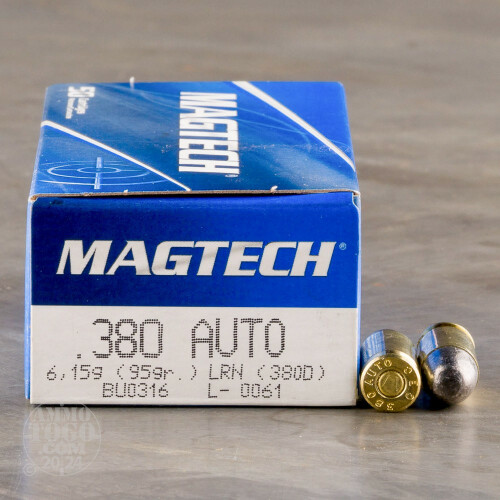 380 Auto (ACP) Lead Round Nose (LRN) Ammo for Sale by Magtech - 50 Rounds
