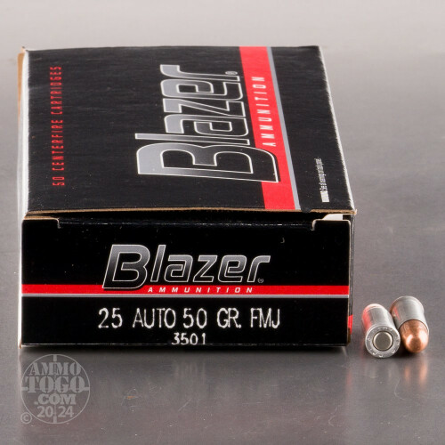 25 Auto (ACP) Ammo - 50 Rounds of 50 Grain Full Metal Jacket (FMJ) by ...