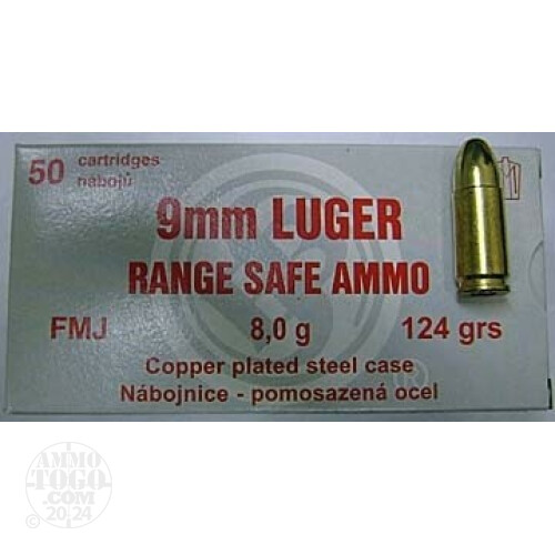 9mm Luger (9x19) Ammo - 50 Rounds of 124 Grain Full Metal Jacket (FMJ ...