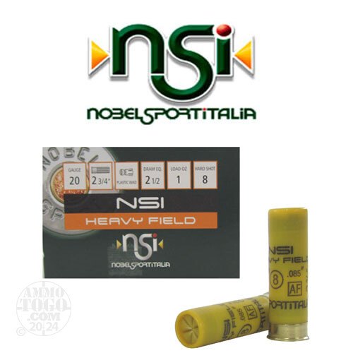 20 Gauge #8 Shot Ammo for Sale by NobelSport - 250 Rounds