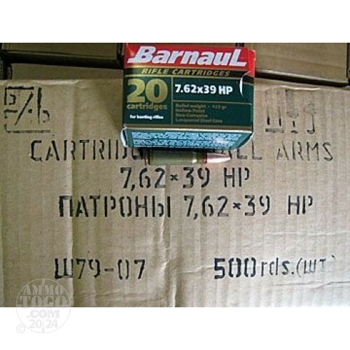 7.62X39 Ammo - Rounds of 123 Grain Hollow Point by Barnaul