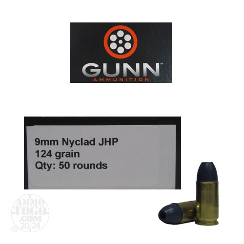 9mm Luger (9x19) Ammo - Rounds of 124 Grain Jacketed Hollow-Point (JHP ...
