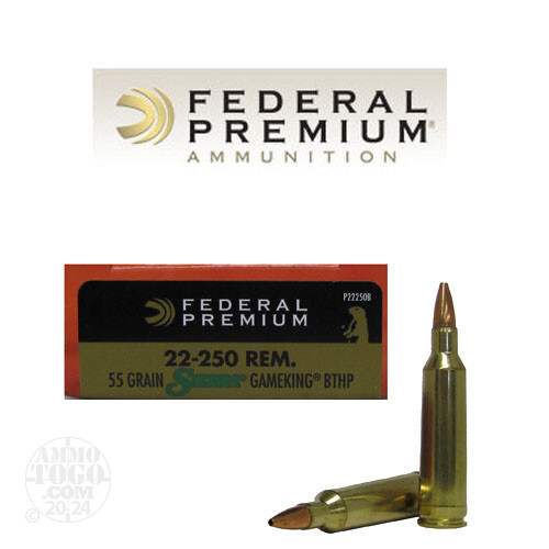 22-250 Remington Ammunition for Sale. Federal 55 Grain Hollow-Point (HP ...
