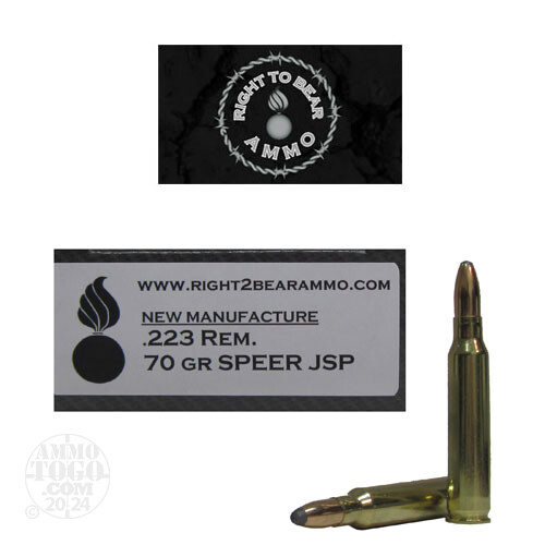 223 Remington Ammo - 20 Rounds of 70 Grain Soft-Point (SP) by Right To ...