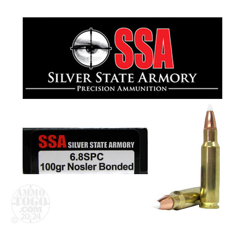 6.8 SPC Ammo - 20 Rounds of 100 Grain Polymer Tipped by Silver State Armory