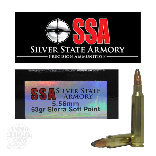 223 Remington Ammunition for Sale. Silver State Armory 63 Grain Soft ...