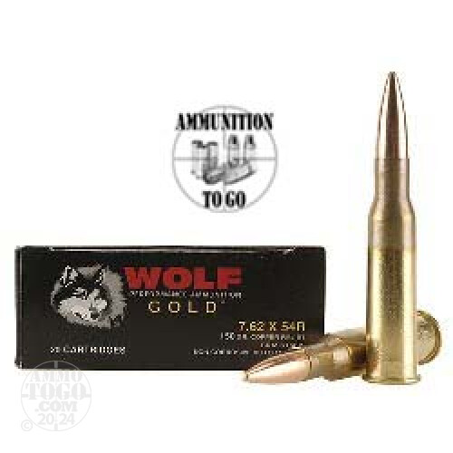 7.62x54r Full Metal Jacket (FMJ) Ammo for Sale by Wolf - 100 Rounds