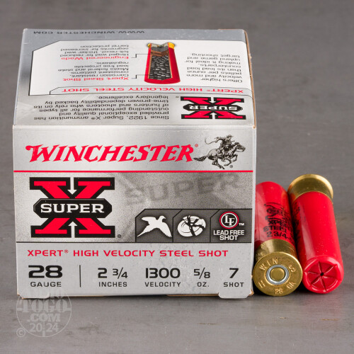 28 Gauge Ammunition for Sale. Winchester 5/8 oz. #7 Shot - 250 Rounds