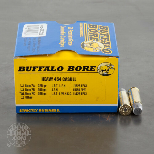 454 Casull Lead Flat Nose Ammo for Sale by Buffalo Bore - 20 Rounds