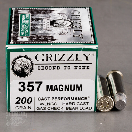357 Magnum Ammunition for Sale. Grizzly Ammo 200 Grain Hard Cast - 20 ...