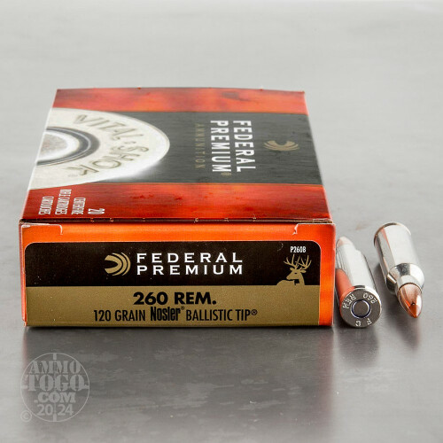 .260 Remington Ammunition for Sale. Federal 120 Grain Nosler Ballistic ...