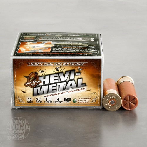 12 Gauge Ammunition for Sale. Hevi-Shot 1-1/8 oz. #4 Shot - 25 Rounds