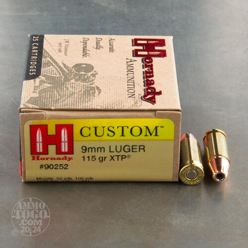 9mm Luger (9x19) Ammunition for Sale. Hornady 115 Grain Jacketed Hollow ...