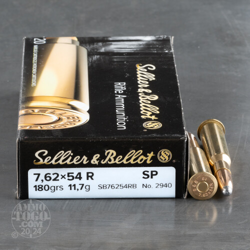 7.62x54r Ammunition for Sale. Sellier & Bellot 180 Grain Soft-Point (SP ...