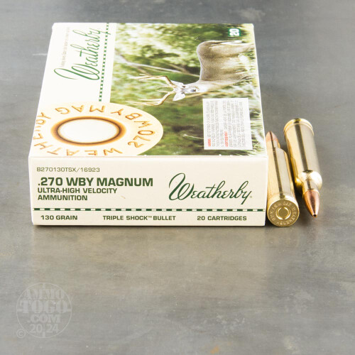 .270 Weatherby Ammo - 20 Rounds of 130 Grain TSX by Weatherby Ammunition