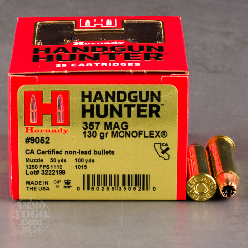 357 Magnum Ammo - 25 Rounds of 130 Grain Solid Copper Hollow Point ...
