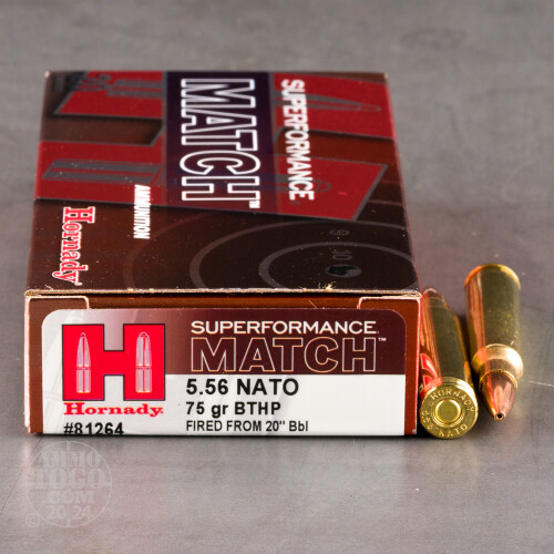 5.56x45mm Ammo - 200 Rounds of 75 Grain Hollow-Point Boat Tail (HP-BT ...