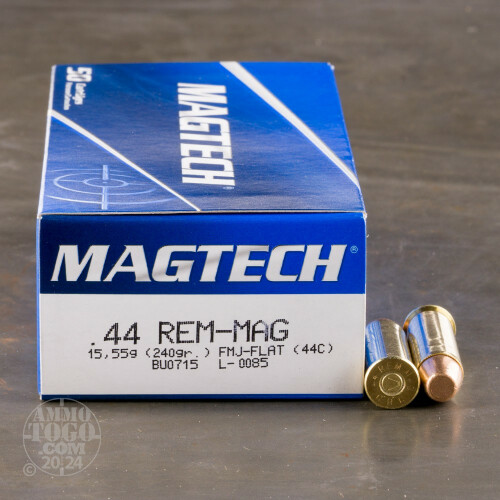 44 Magnum Full Metal Jacket (FMJ) Ammo for Sale by Magtech - 50 Rounds