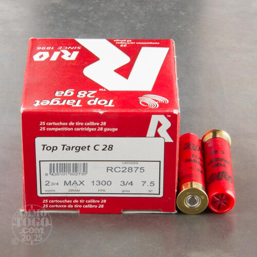 28 Gauge Ammo - 25 Rounds of 3/4 oz. #7-1/2 Shot by Rio Ammunition