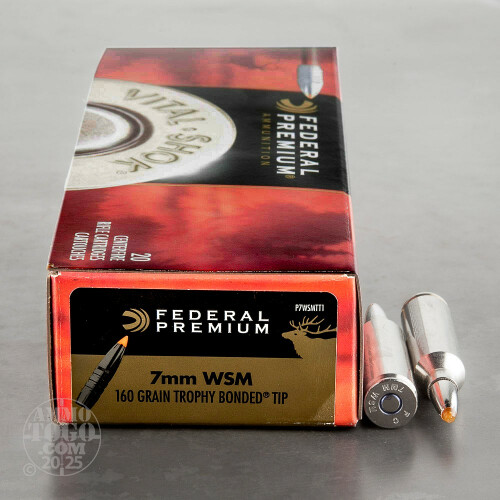 7mm Win Short Mag Ammo - 20 Rounds of 160 Grain Polymer Tipped by Federal