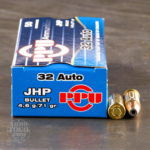 32 Auto (ACP) Ammo - 50 Rounds of 71 Grain Jacketed Hollow-Point (JHP ...