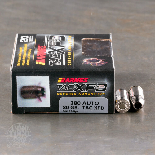 380 Auto (ACP) Ammunition for Sale. Barnes 80 Grain Solid Copper Hollow ...