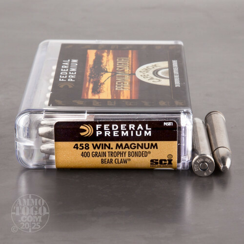 458 Winchester Mag Ammunition for Sale. Federal 400 Grain Trophy Bonded ...