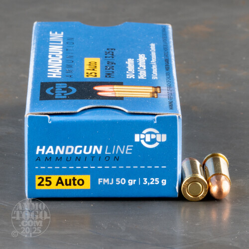 25 Auto (ACP) Ammo - 50 Rounds of 50 Grain Full Metal Jacket (FMJ) by ...