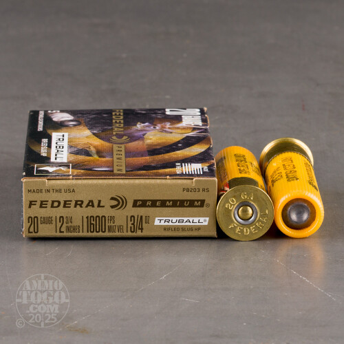 20 Gauge Rifled Slug Ammo for Sale by Federal - 250 Rounds