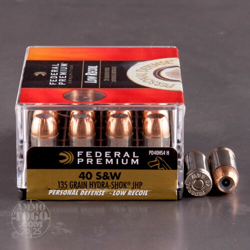 40 Smith & Wesson Ammo - 20 Rounds of 135 Grain Jacketed Hollow-Point (JHP) by Federal