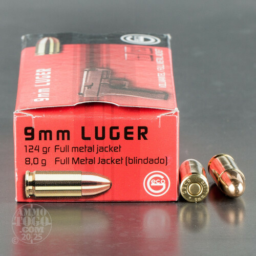 9mm Luger (9x19) Full Metal Jacket (FMJ) Ammo for Sale by GECO - 50 Rounds