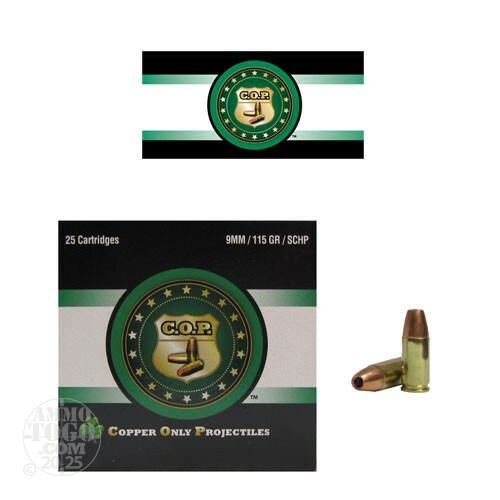 9mm Luger (9x19) Ammo - 25 Rounds of 115 Grain Jacketed Hollow-Point ...