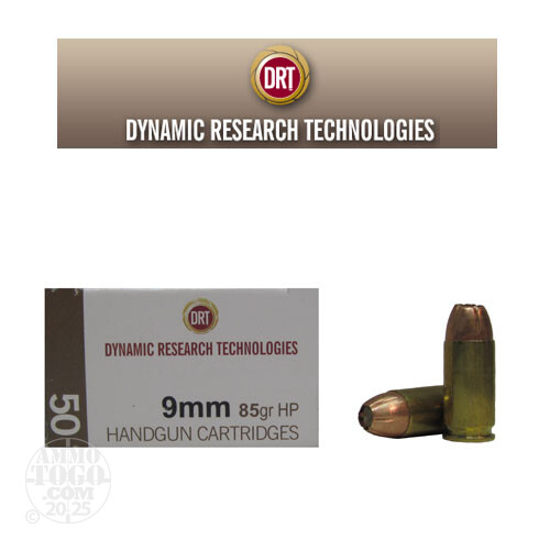 9mm Luger (9x19) Ammo - 50 Rounds of 85 Grain Jacketed Hollow-Point (JHP) by Dynamic Research ...