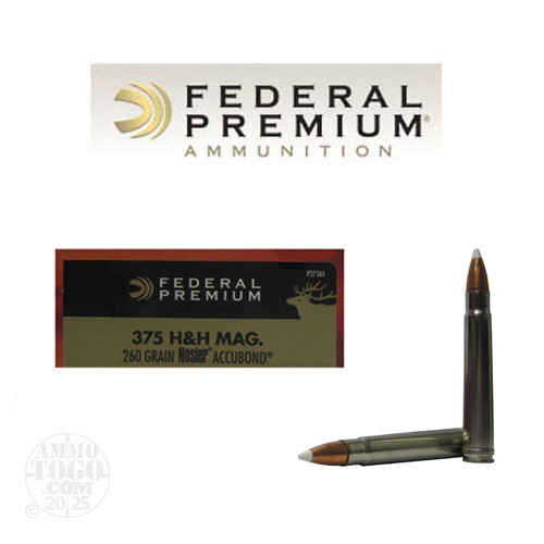 375 H&H Magnum Ammunition for Sale. Federal 260 Grain Polymer Tipped ...