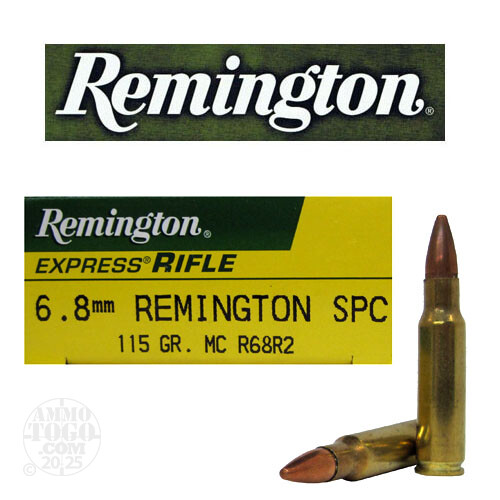 6.8 SPC Ammo - 20 Rounds of 115 Grain Full Metal Jacket (FMJ) by Remington