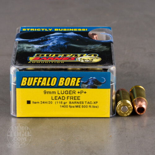 9mm Luger (9x19) Ammunition for Sale. Buffalo Bore 115 Grain Solid ...