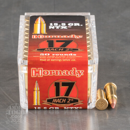 17 HM2 (Mach 2) Ammunition for Sale. Hornady 15.5 Grain NTX - 50 Rounds