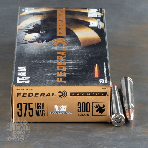 375 H&H Magnum Ammunition for Sale. Federal 300 Grain Nosler Partition ...