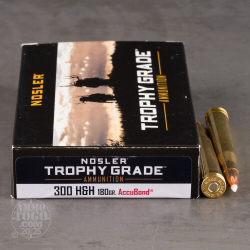 300 H&H Magnum Ammo - 20 Rounds of 180 Grain Polymer Tipped by Nosler ...
