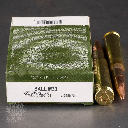 50 BMG Ammo - 100 Rounds of 624 Grain Full Metal Jacket (FMJ) by Magtech