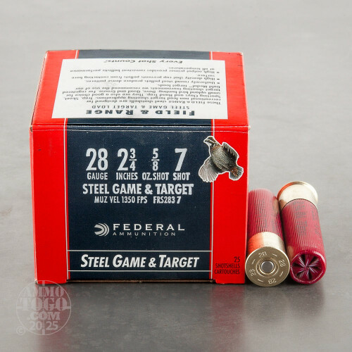 28 Gauge Ammo - 25 Rounds of 5/8 oz. #7 Shot by Federal