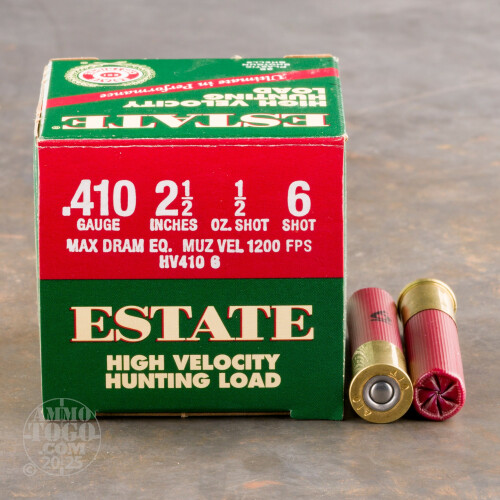 410 Gauge Ammunition for Sale. Estate Cartridge 1/2 oz. #6 Shot - 250 ...