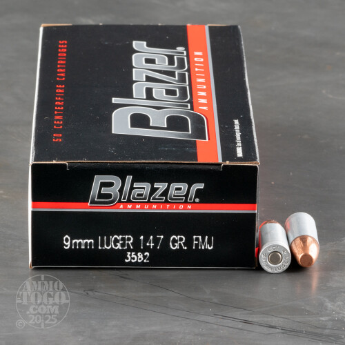 9mm Luger (9x19) Full Metal Jacket (FMJ) Ammo for Sale by Blazer - 50 ...