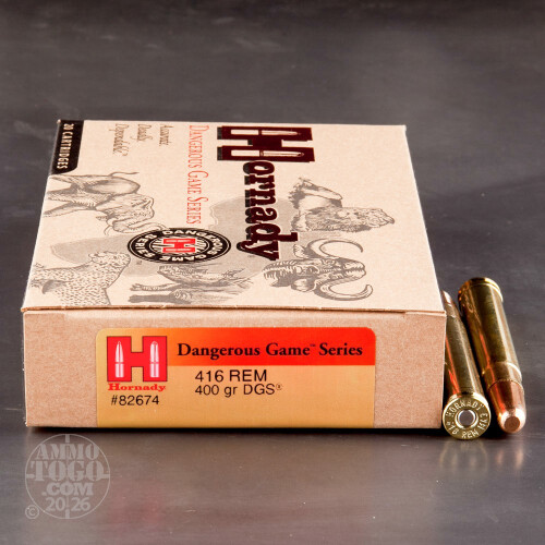 416 Remington Magnum Flat-Point Solids Ammo for Sale by Hornady - 20 Rounds