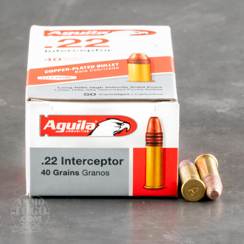 22 Long Rifle (LR) Ammo - 50 Rounds of 40 Grain Copper-Plated Round ...