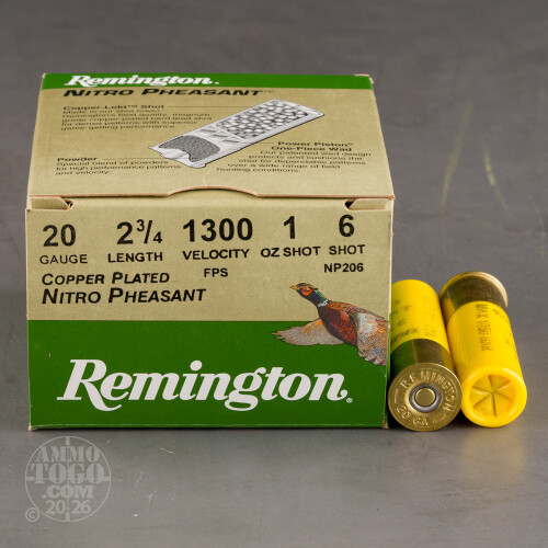 20 Gauge #6 Shot Ammo for Sale by Remington - 25 Rounds